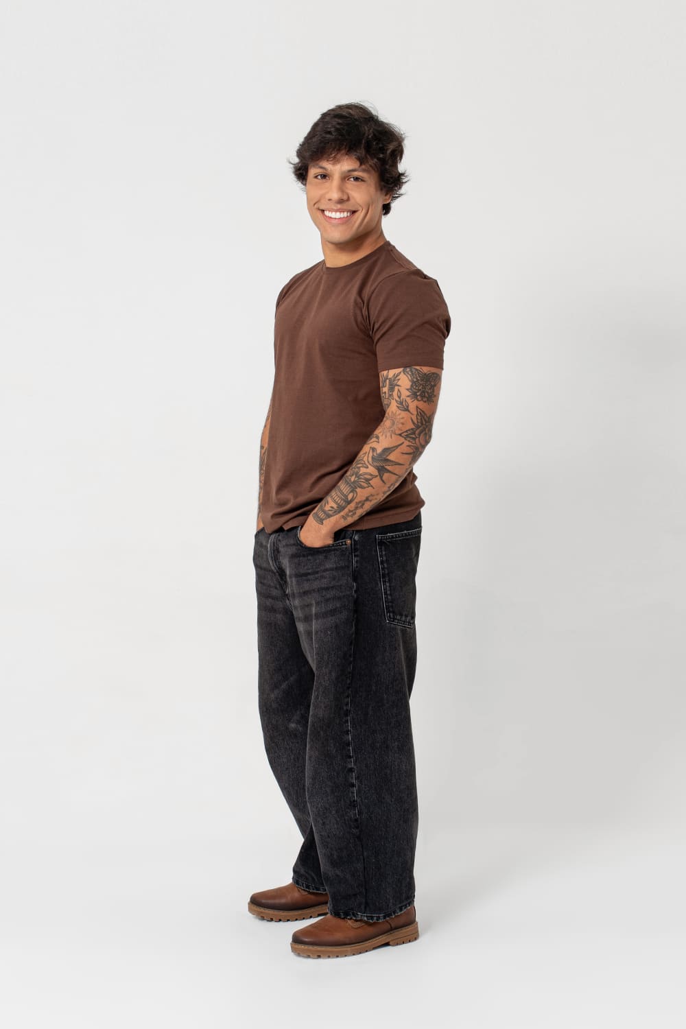 Camiseta Slim Cotton Streetwear Brunx Ind Marrom Chocolate – Justa e ...