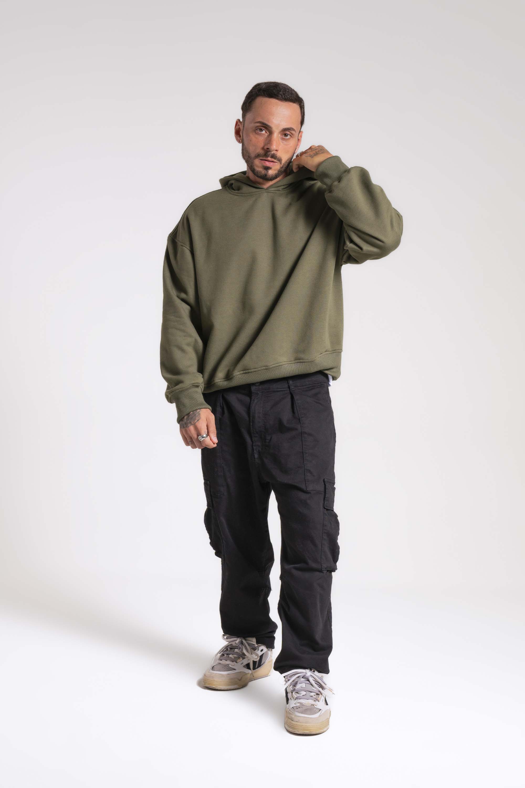 Moletom Oversized Boxy Premium 3 Cabos Com Capuz Brunx Ind - Verde Quartzo